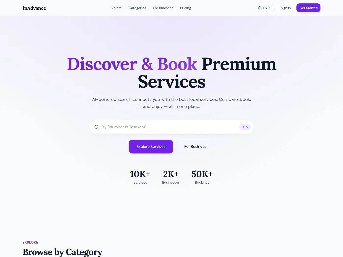 InAdvance Marketplace UI