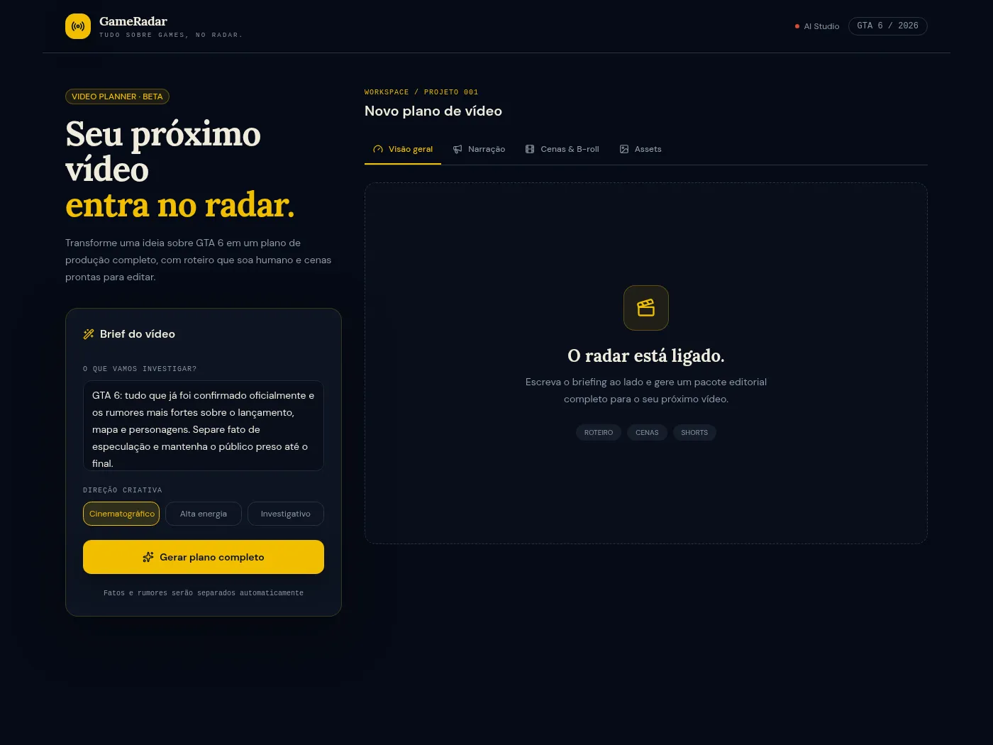 GameRadar Video Planner