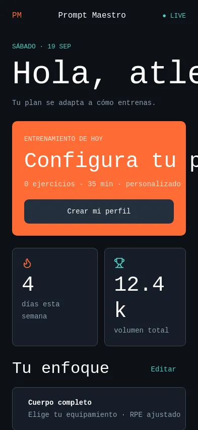 Prompt Maestro Fitness