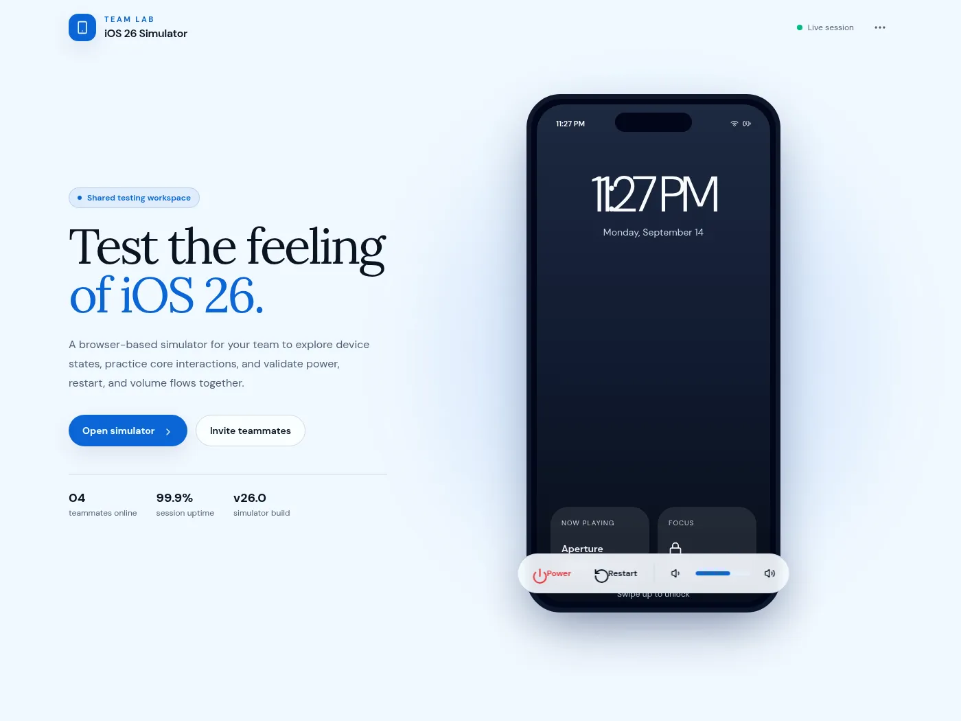 iOS 26 Web Simulator