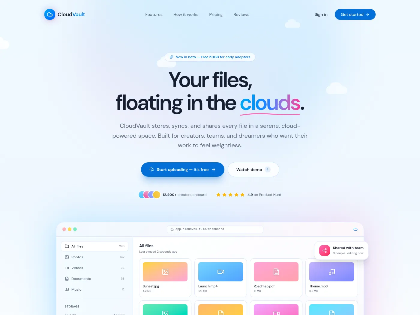 CloudVault Landing Page