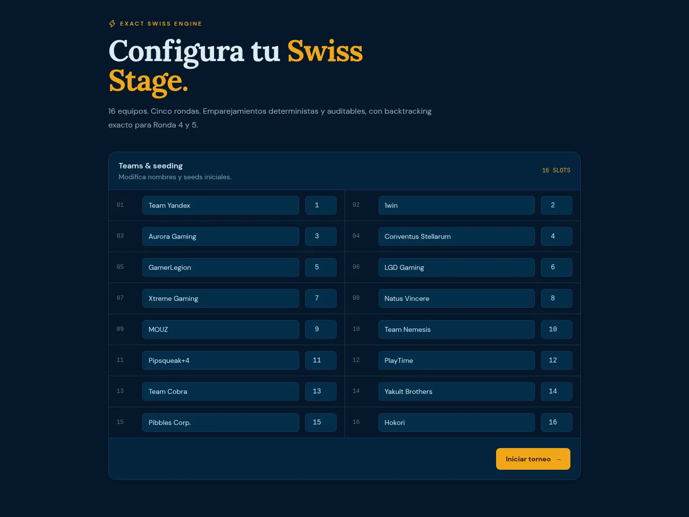 Swiss Stage Simulator