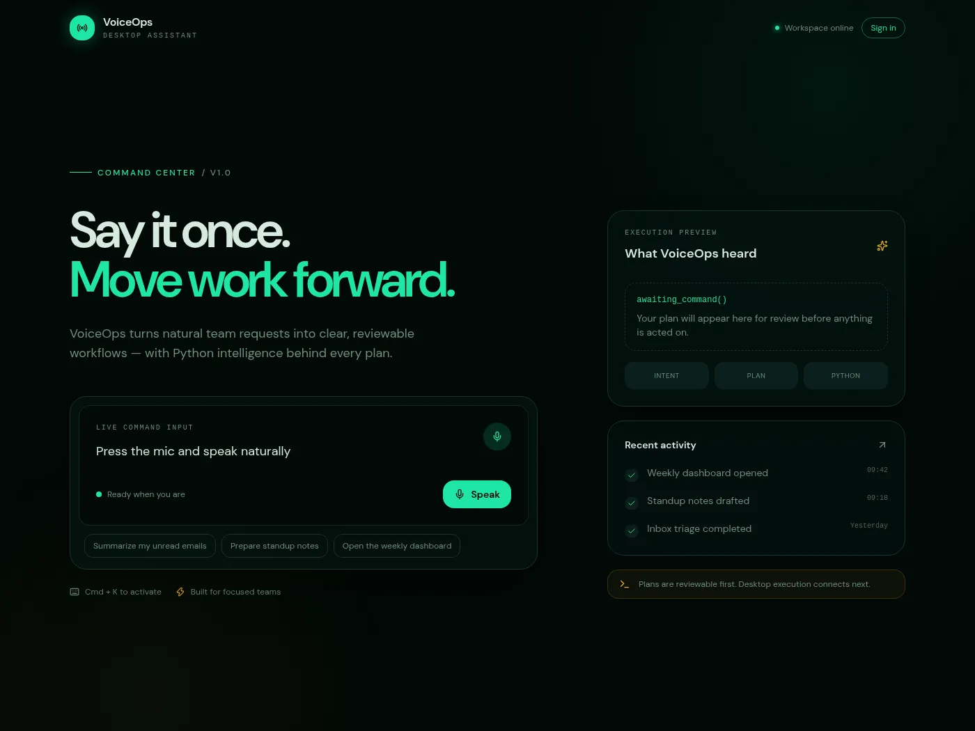 VoiceOps Desktop Assistant