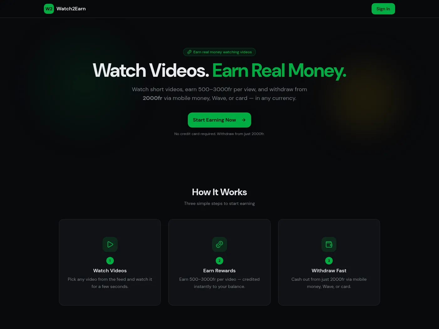 Watch2Earn Video Rewards