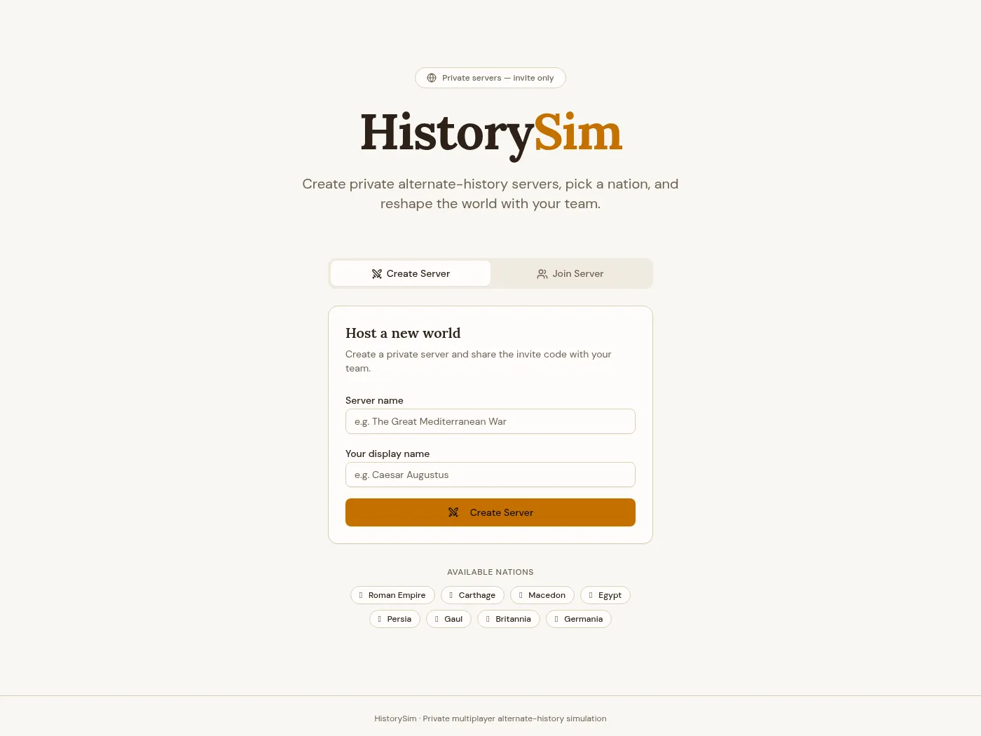 HistorySim Multiplayer