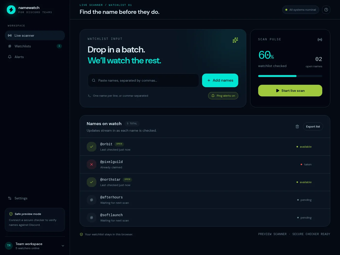 Discord Name Scanner
