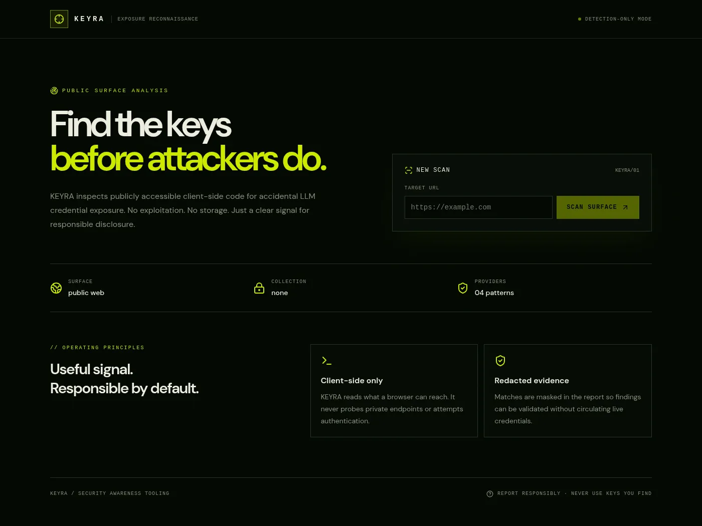 KEYRA LLM Key Scanner