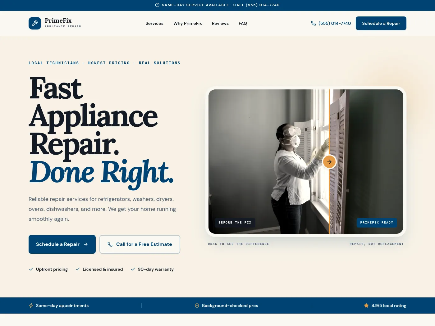 PrimeFix Appliance Website
