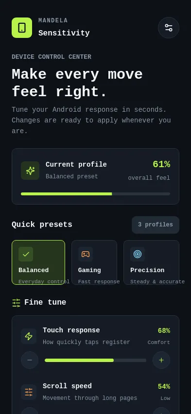 Mandela Sensitivity Controller