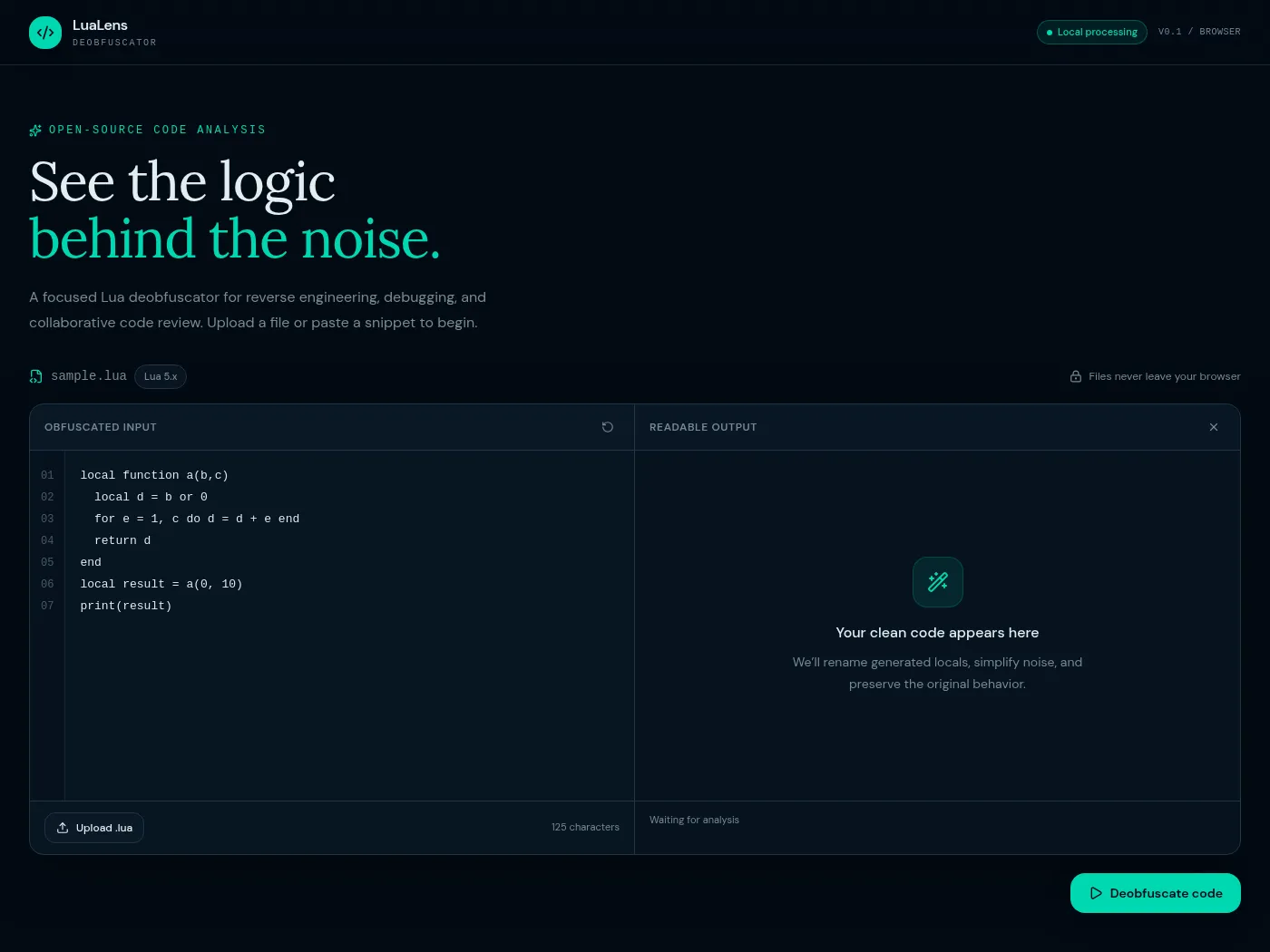 Lua Deobfuscator Web