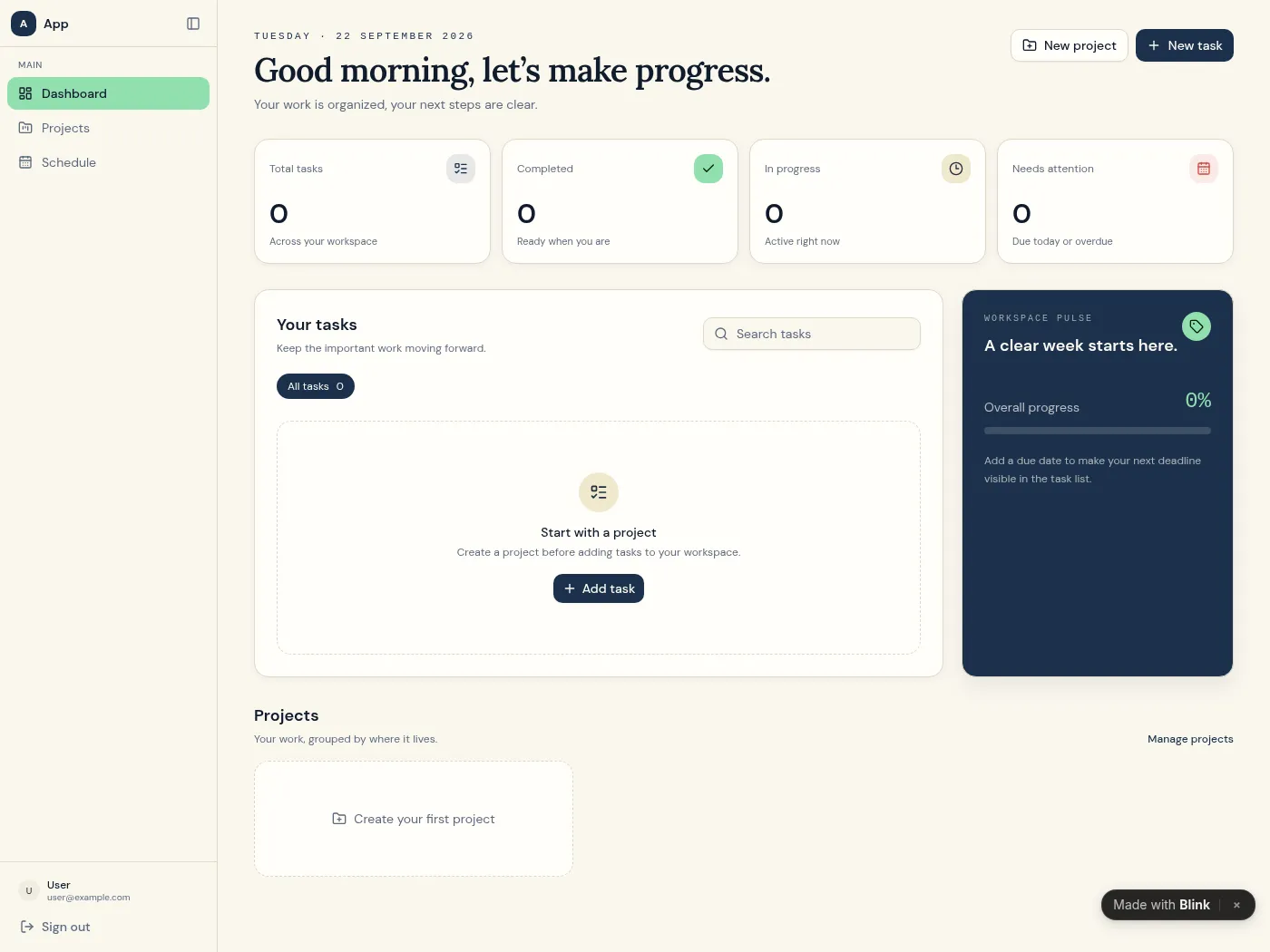 TaskProject Dashboard
