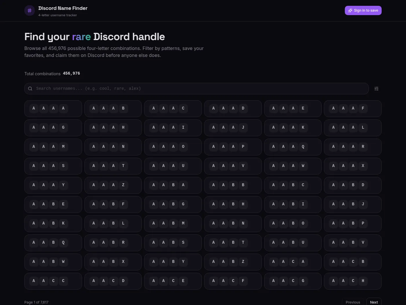 Rare Discord Username Finder