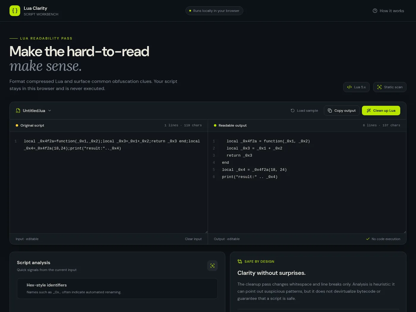 Lua Code Clarity
