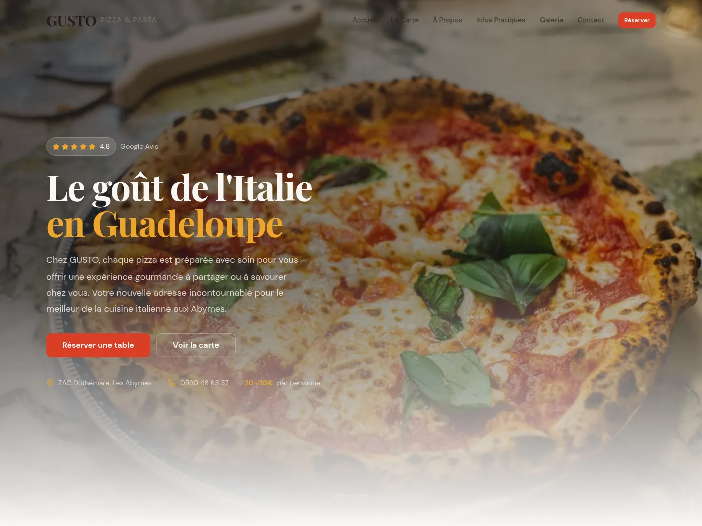 GUSTO Pizza & Pasta Web