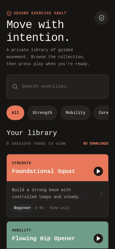 Secure Exercise Vault
