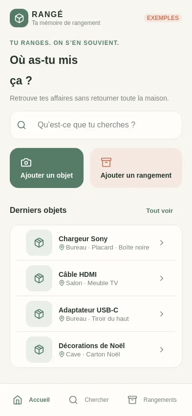 RANGÉ – Mémoire de Rangement