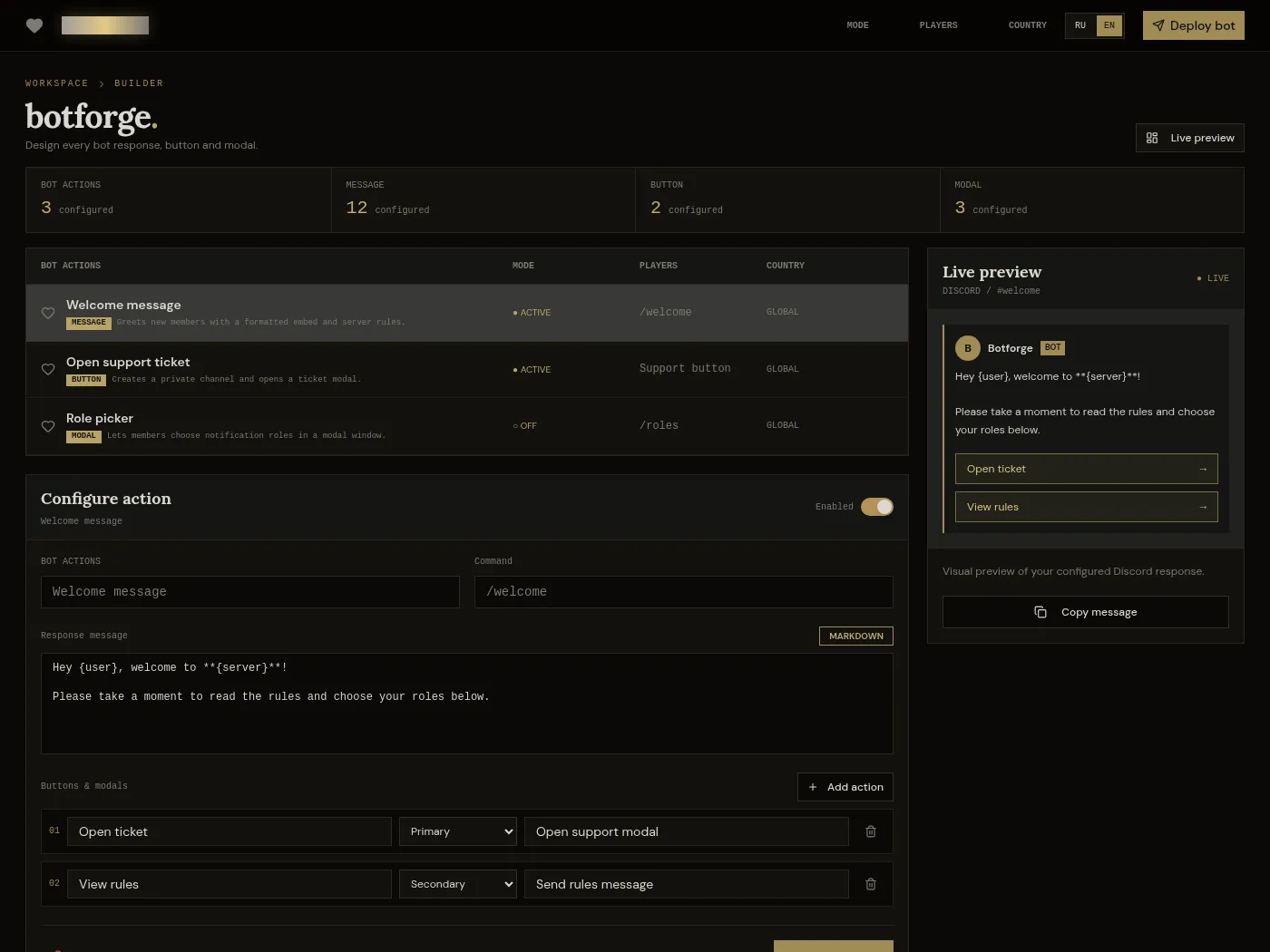 Discord Bot Builder