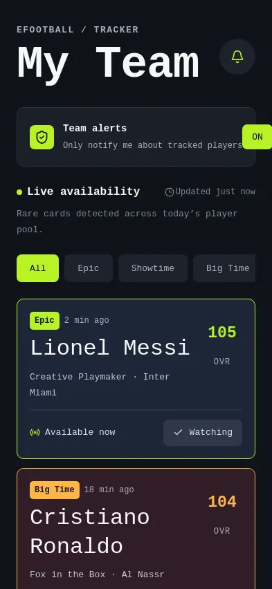 eFootball Player Tracker