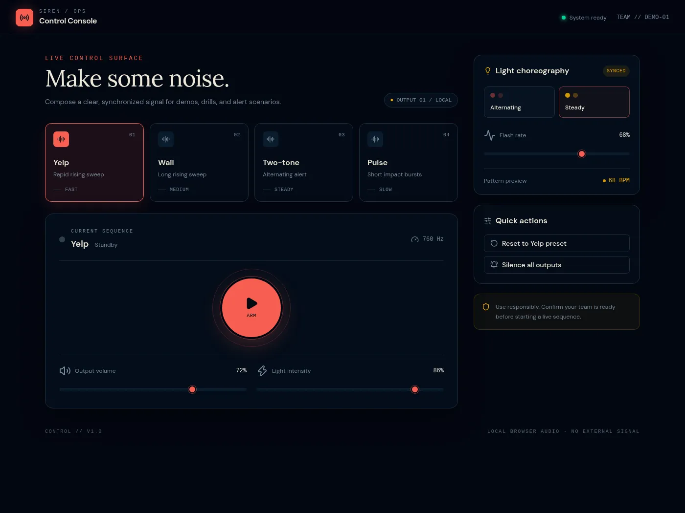 Siren Control Dashboard