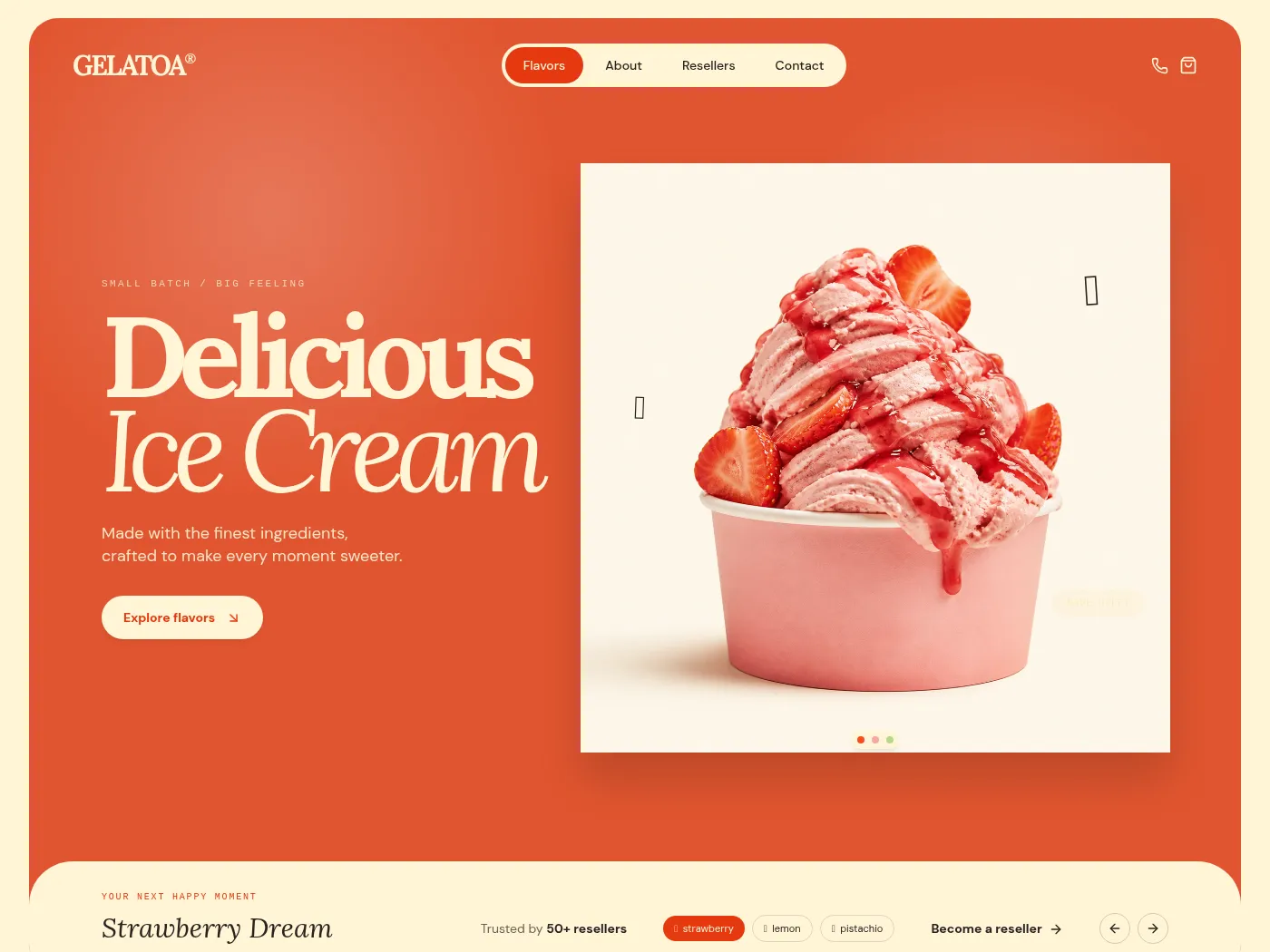 Gelatoa Ice Cream Landing