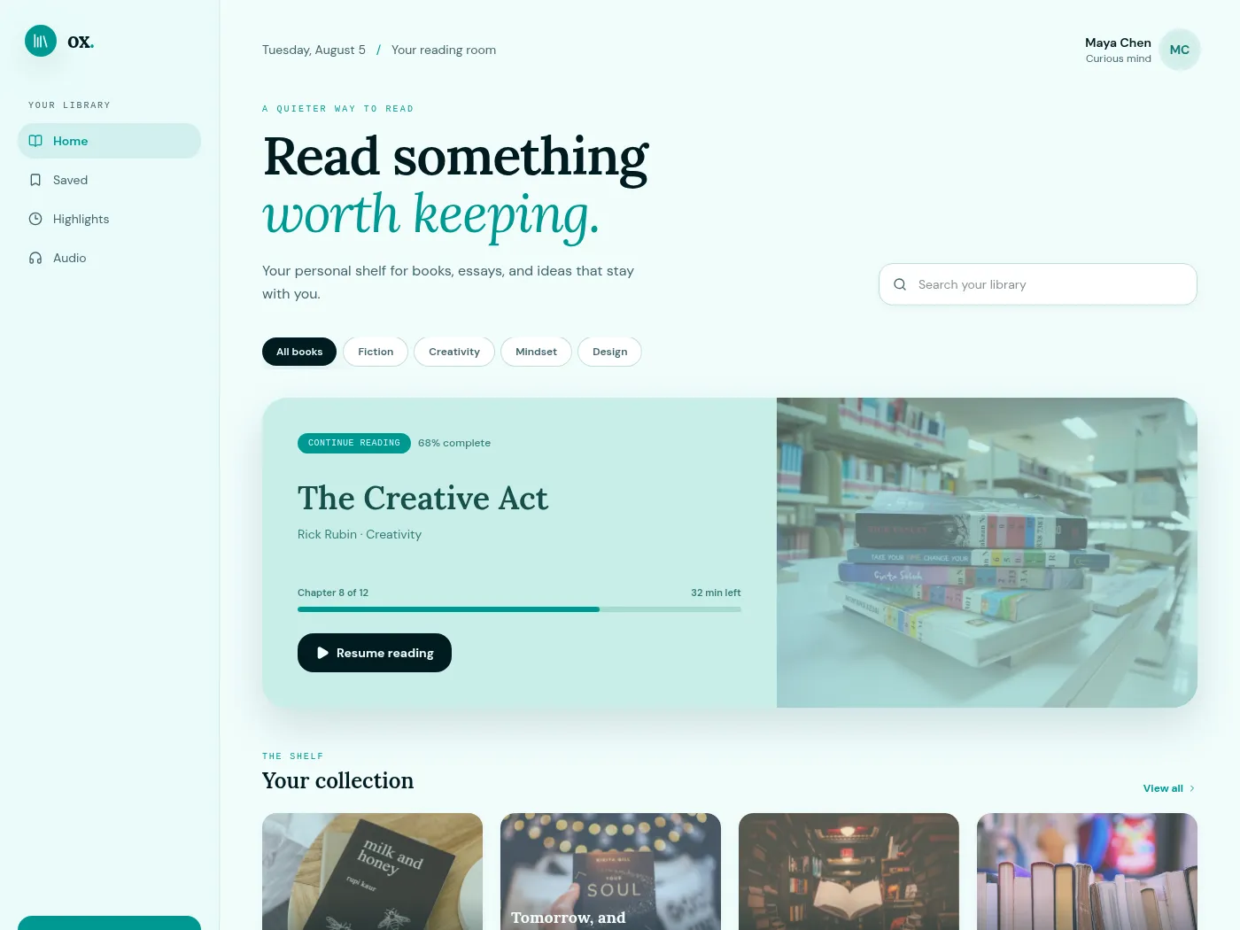 Cyan Ox Library Redesign