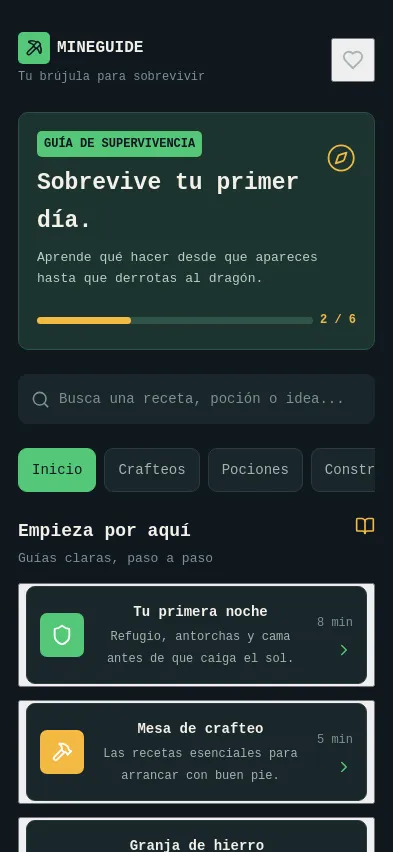 MineGuide Survival App