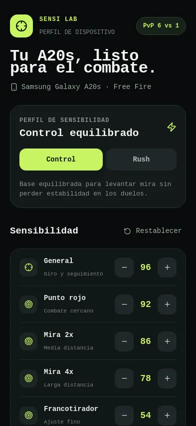 Galaxy A20s PvP Sens