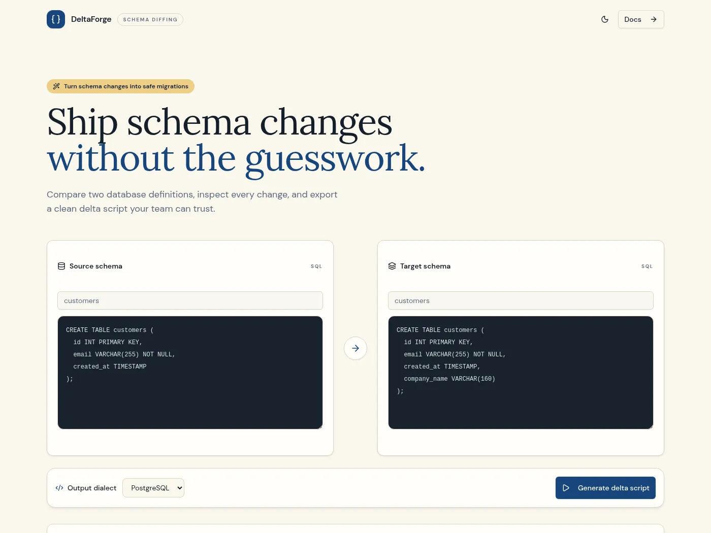 Delta Script Generator