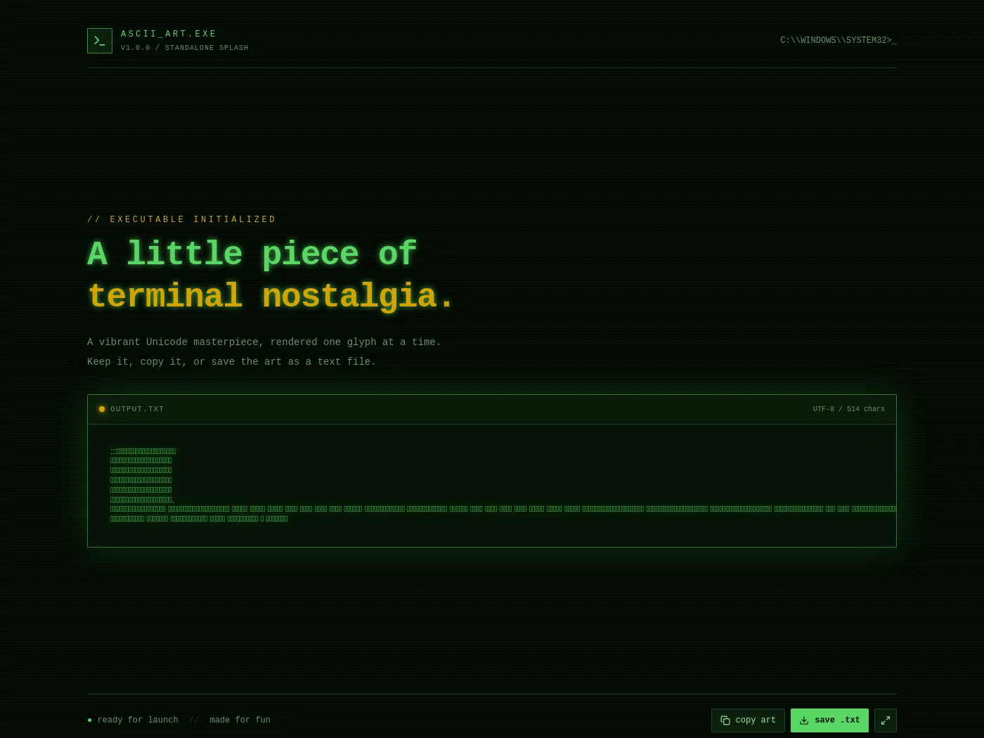 ASCII Art EXE Splash