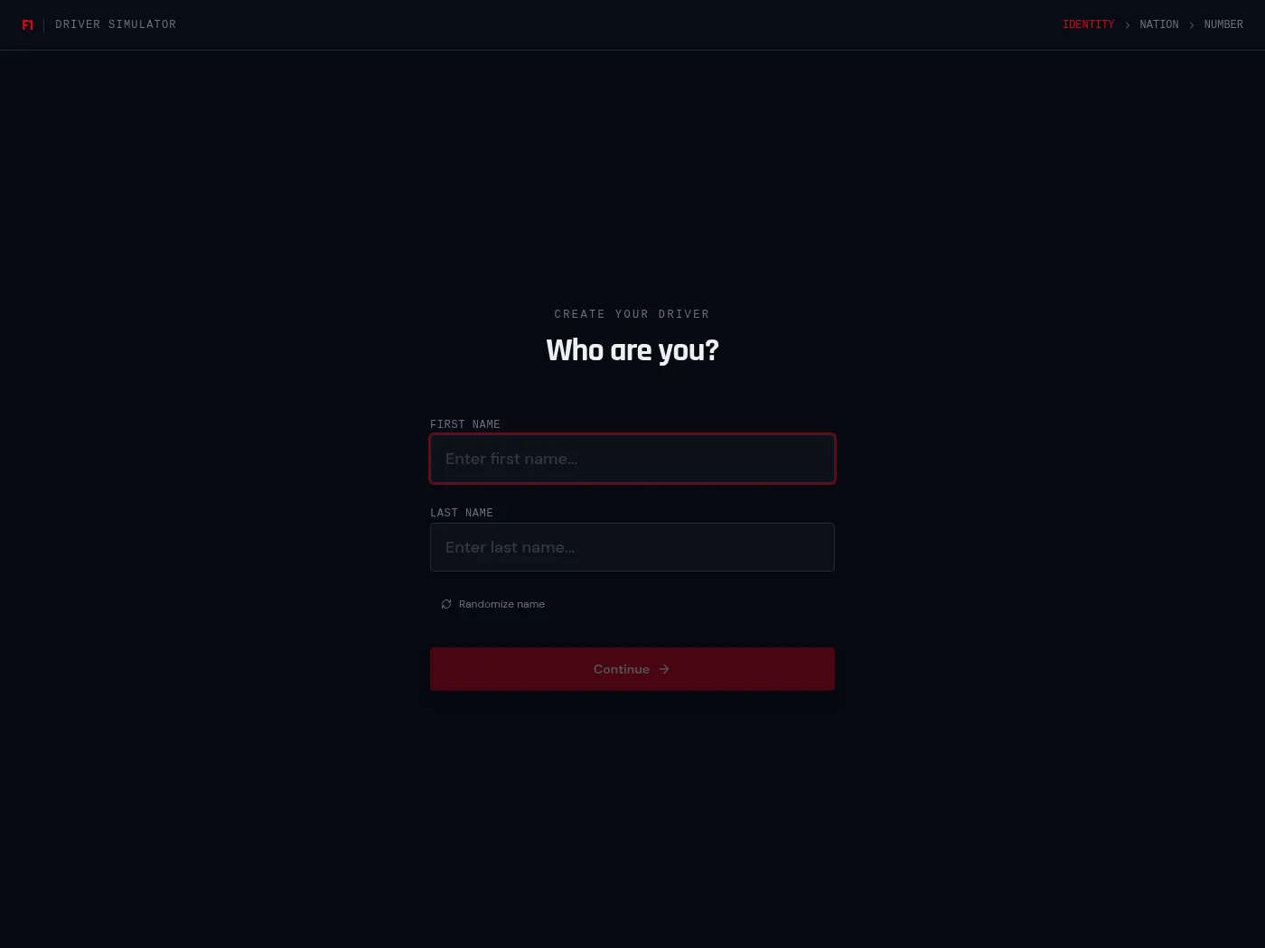 F1 Driver Simulator