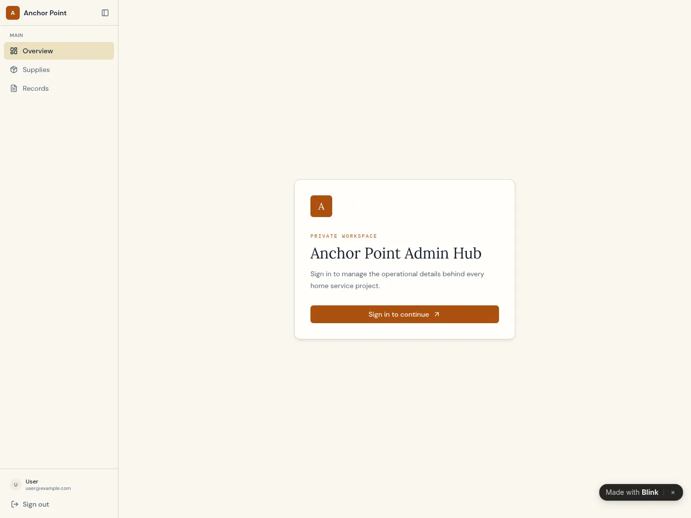 Anchor Point Admin Hub