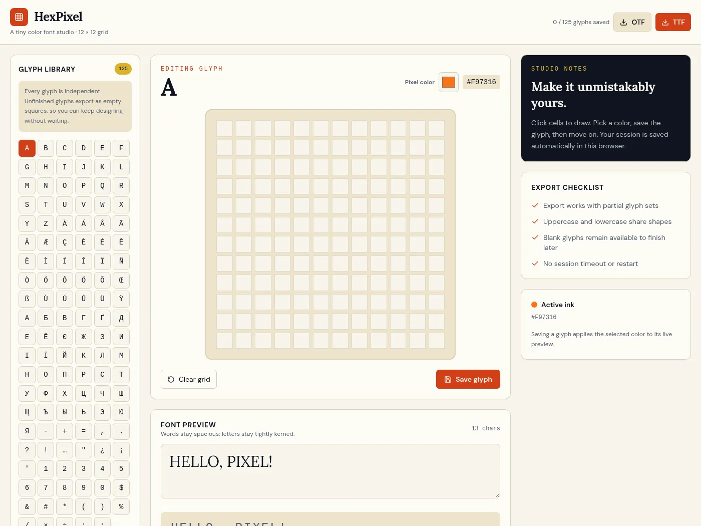 HexPixel Font Maker