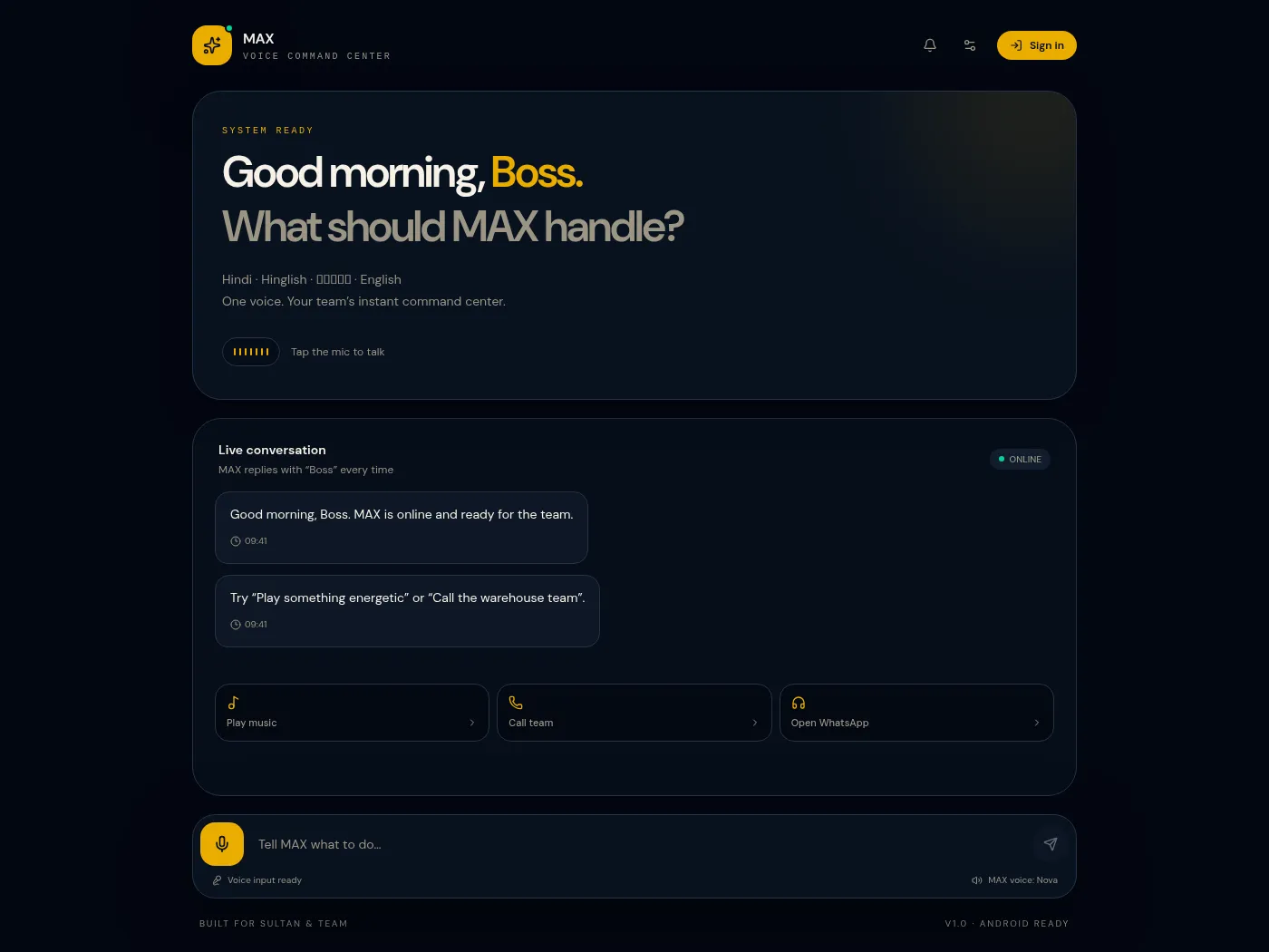 MAX Voice AI Assistant