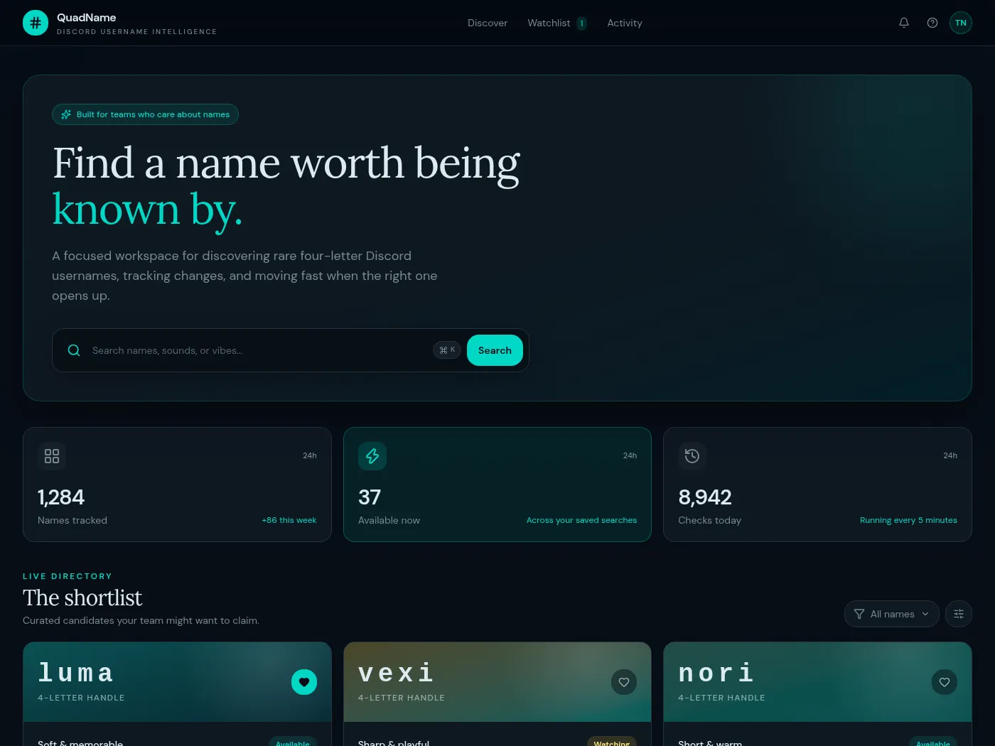 QuadName Tracker