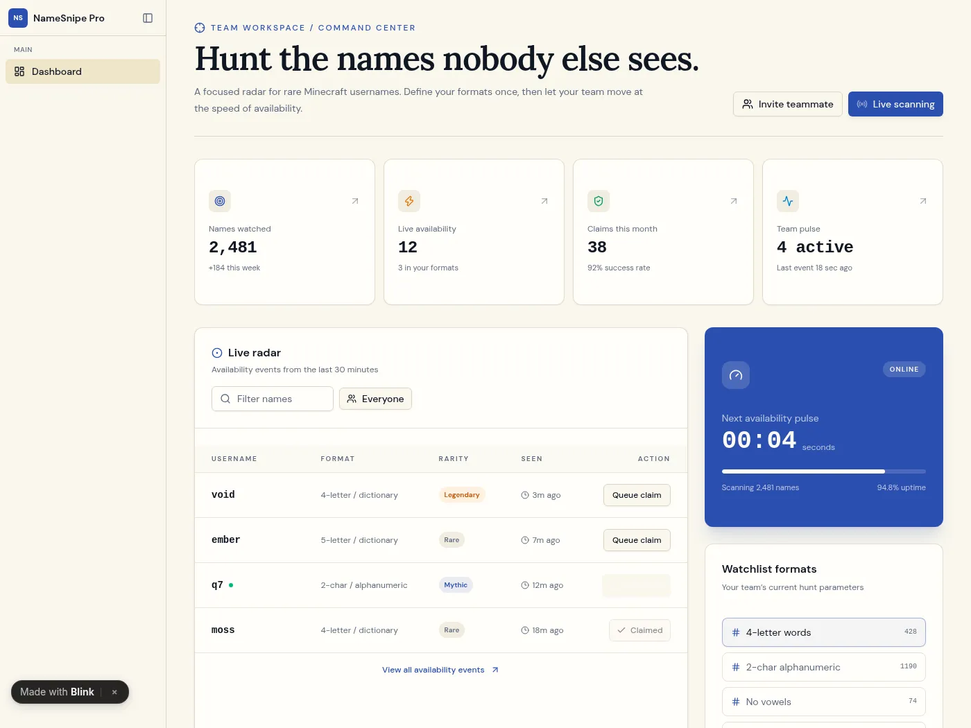 NameSnipe Pro