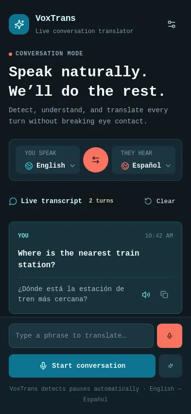 VoxTrans Real-Time Translator