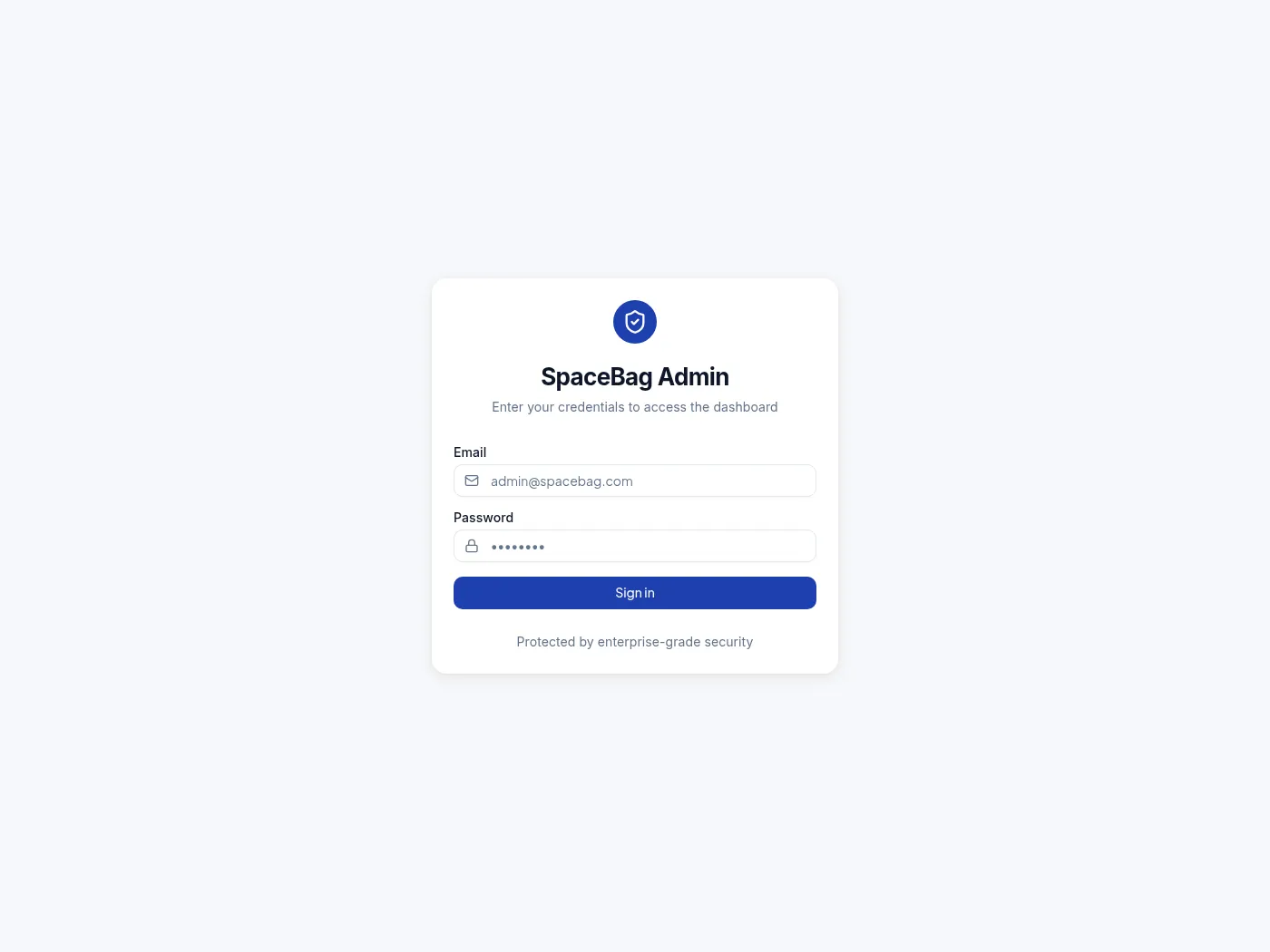 SpaceBag Admin Dashboard