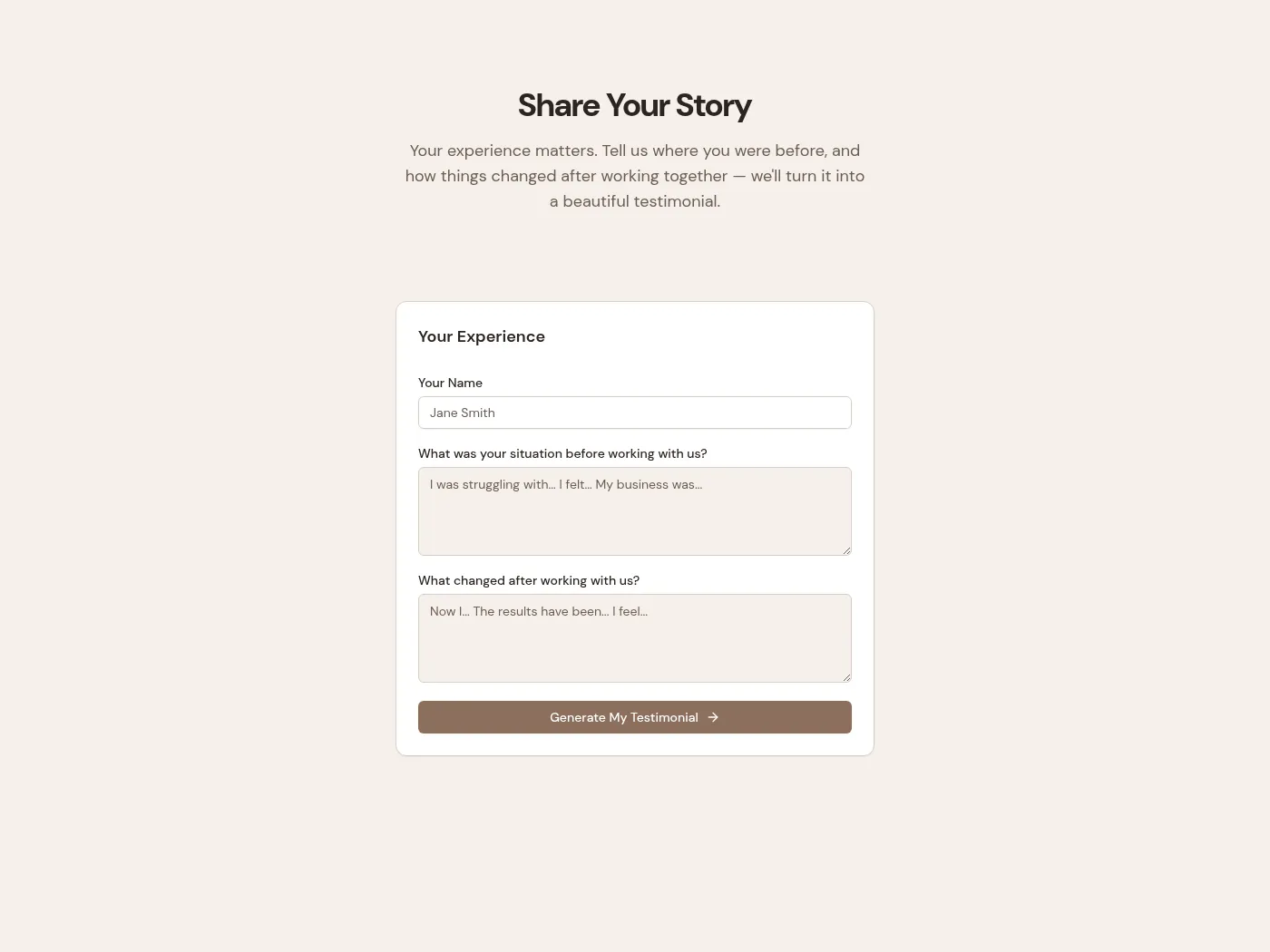 Testimonial AI Hub