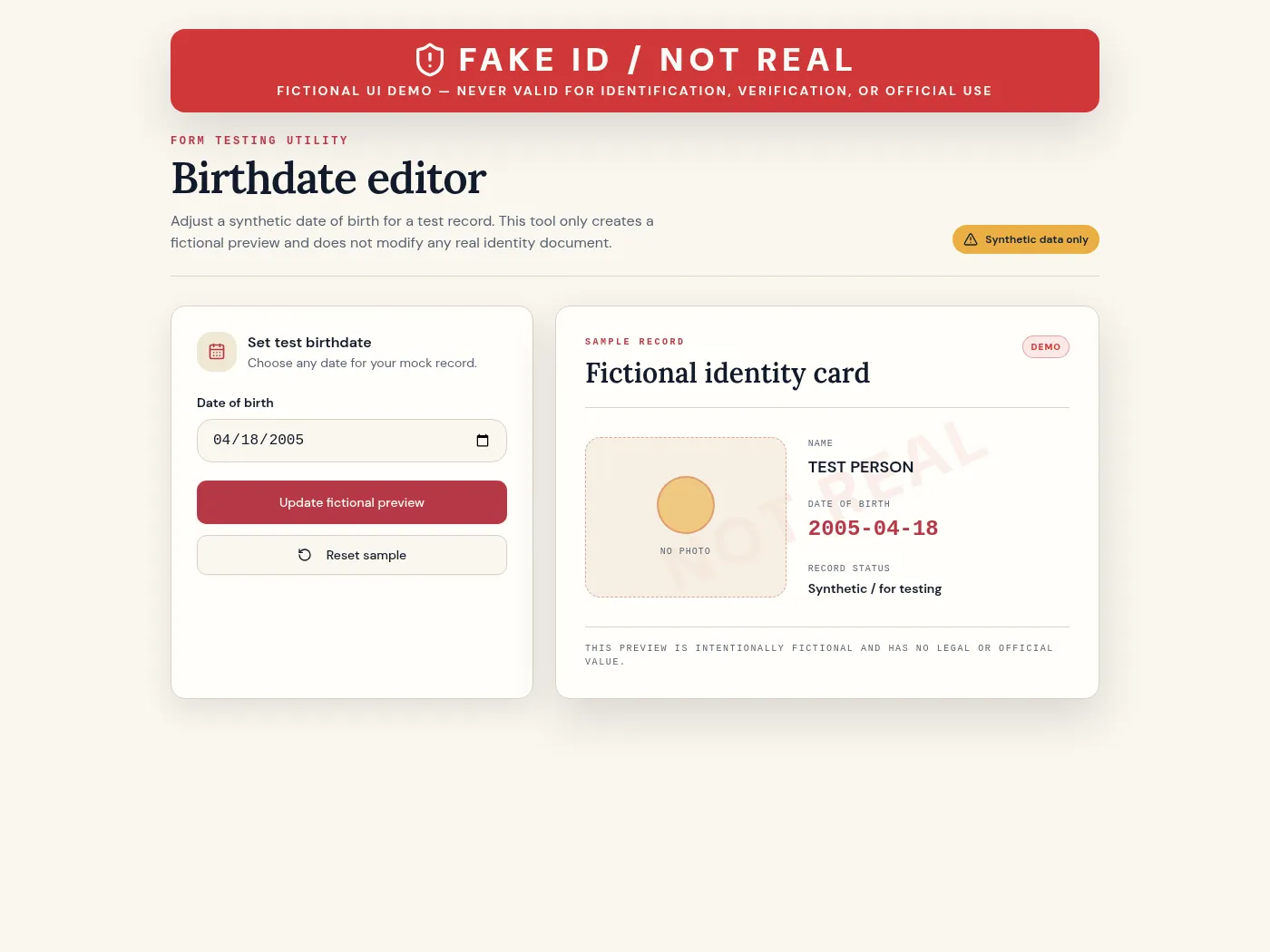 Birthdate Editor Tool
