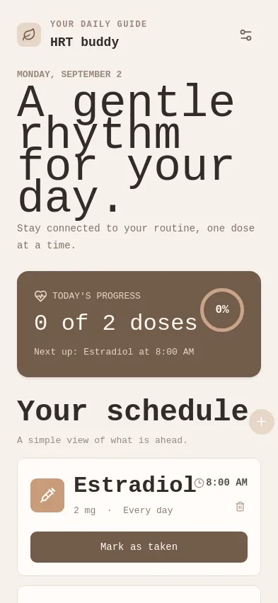HRT Schedule Buddy