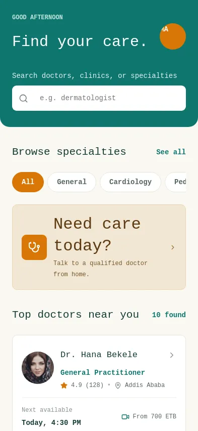 EthioDoc Booking App