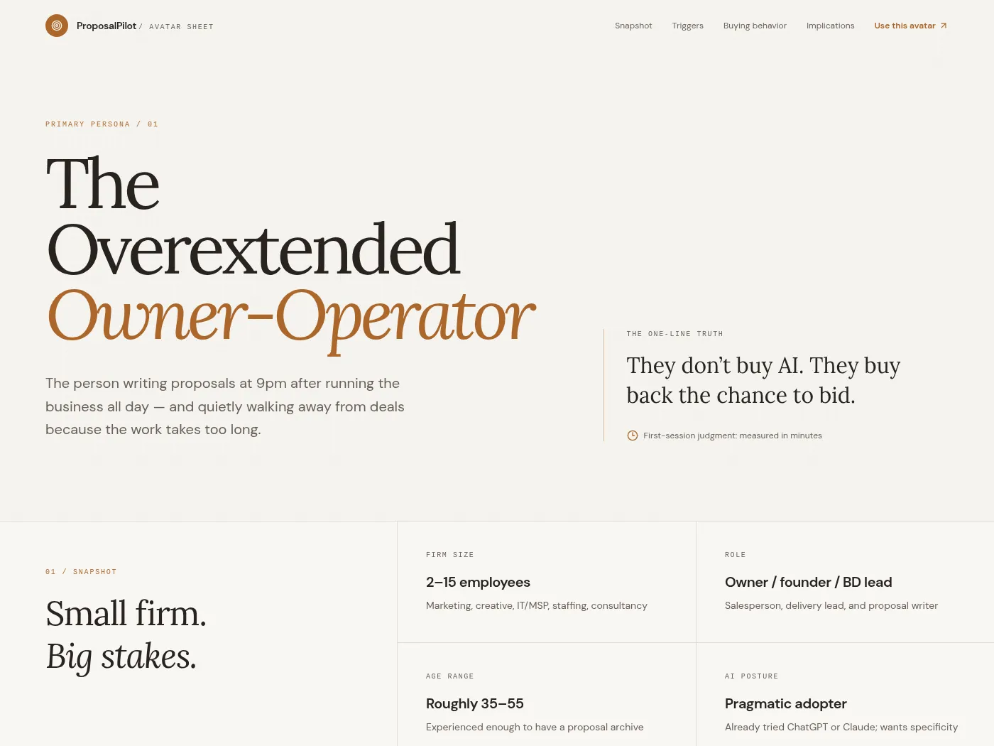 Overextended Owner Persona Sheet