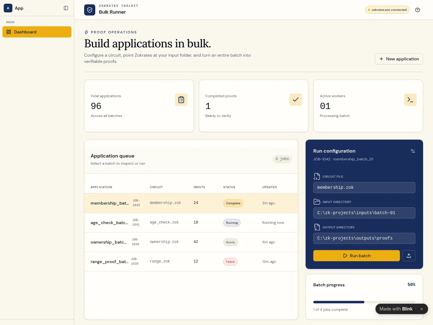 Zokrates Bulk App Tool