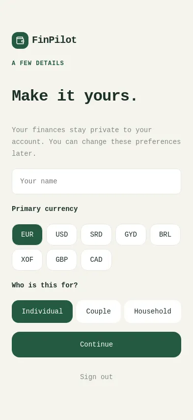 Household Finance Pilot