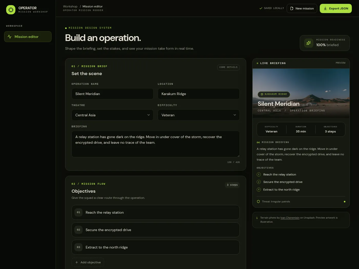 Operator Mission Modder