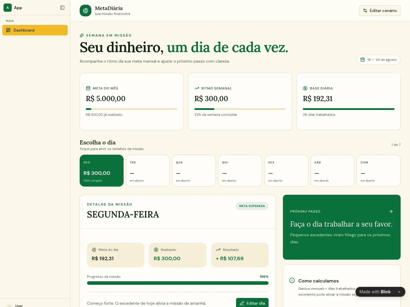 MetaDiária Dashboard