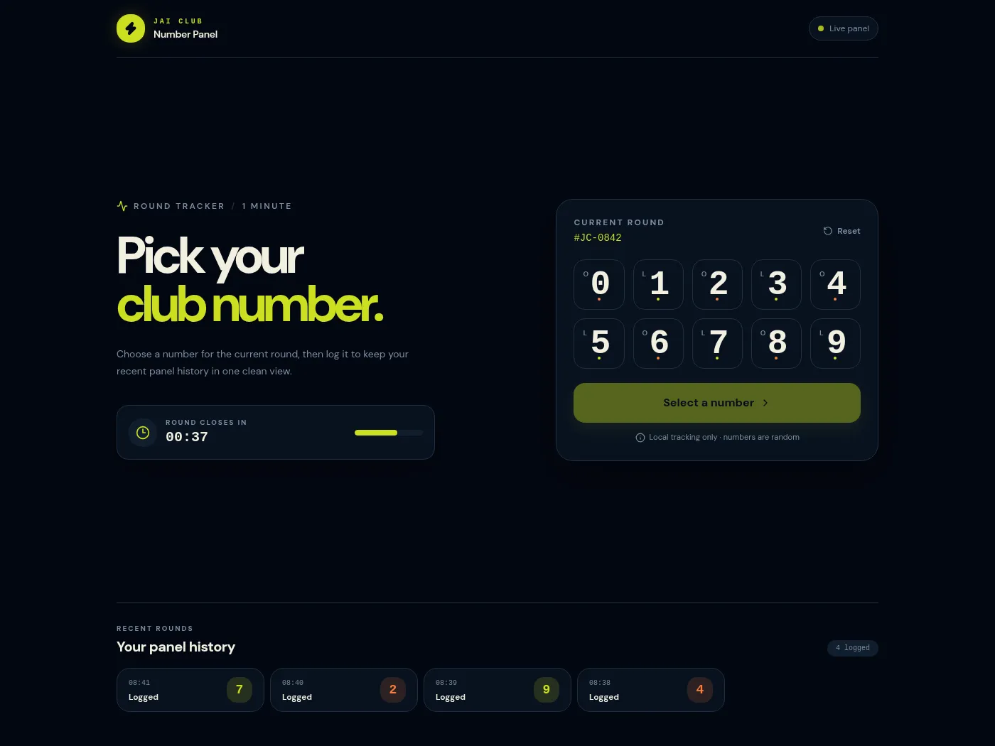 Wingo Number Panel