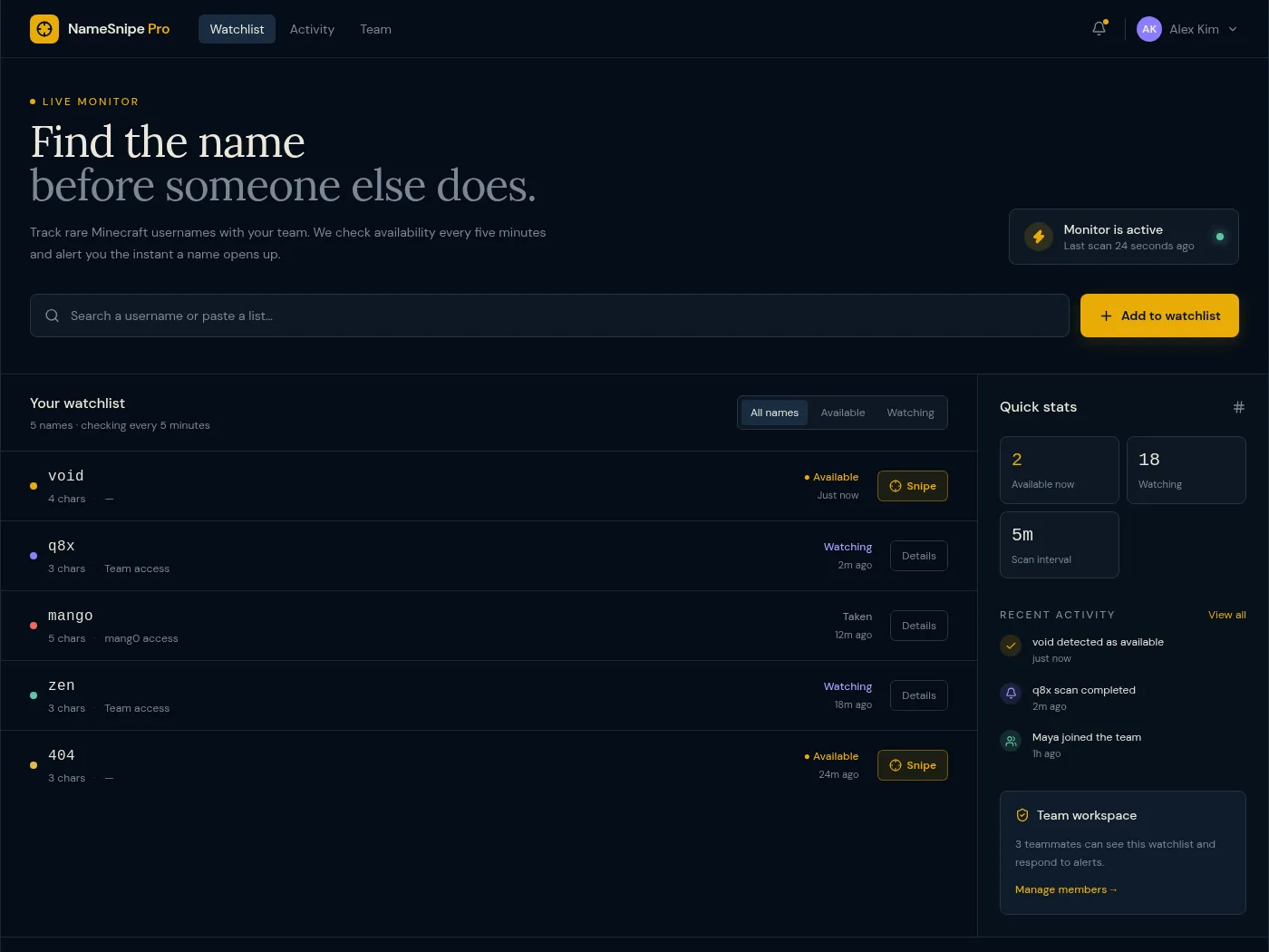 NameSnipe Pro