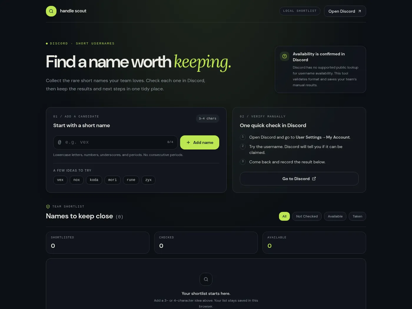Discord Name Checker