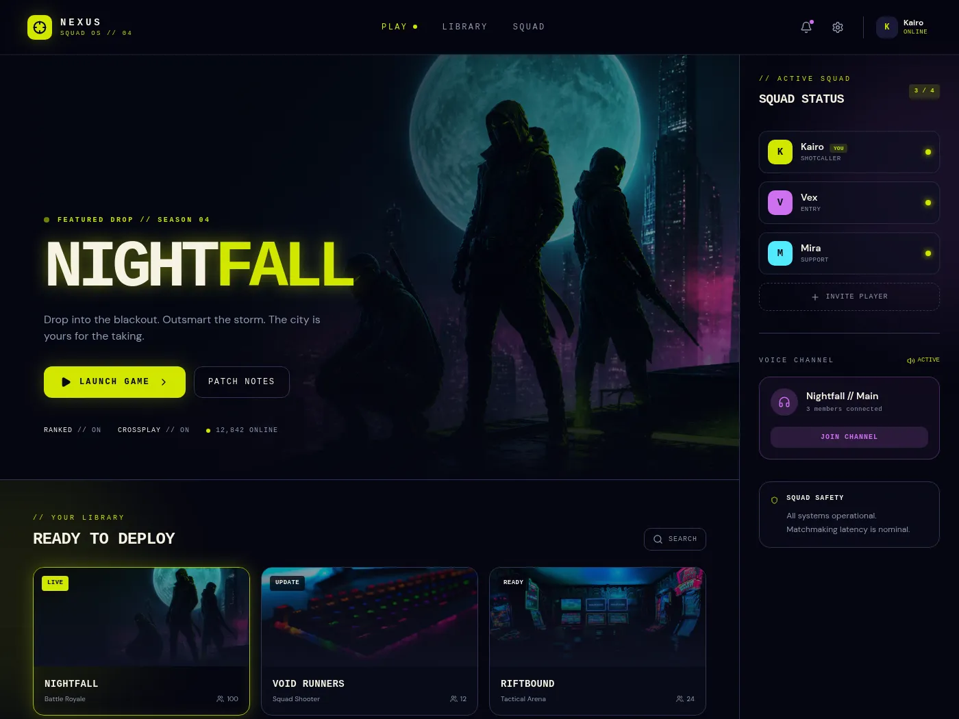 Neon Game Launcher UI